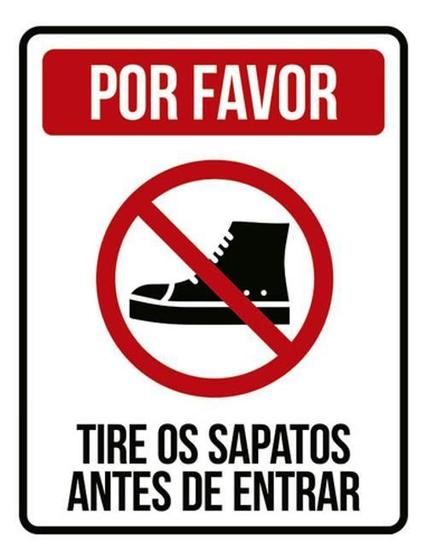 Placa Por Favor Tire Sapatos Antes Entrar Ícone 18X23 - Sinalizo ...