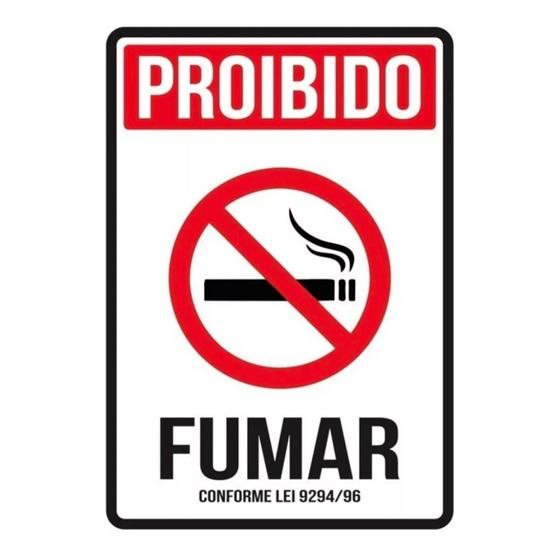 Placa Proibido Fumar Kit C/2 15x20 - Já acompanha fita para fixação ...