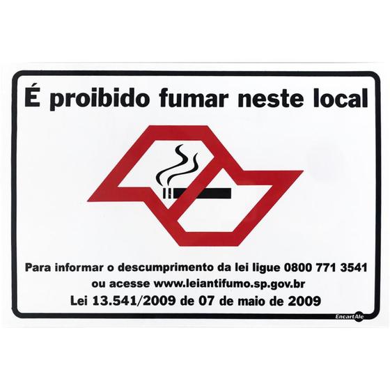Placa Proibido Fumar Neste Local 30x20 Cm PS611SP Encartale - Placa de ...
