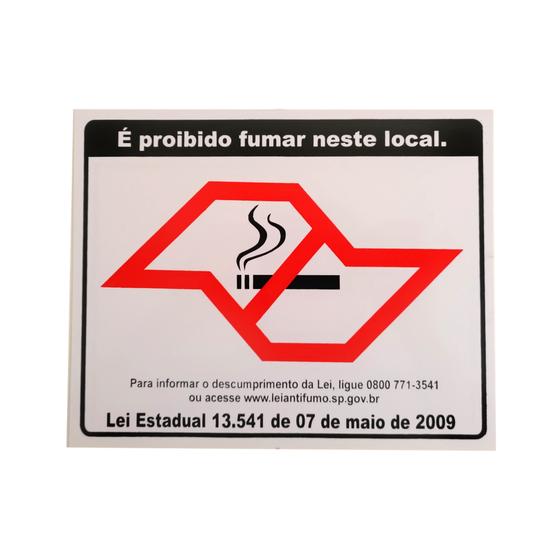 Placa PVC Sinalização Lei Proibido Fumar Não Fume - Jaime - Placa de ...