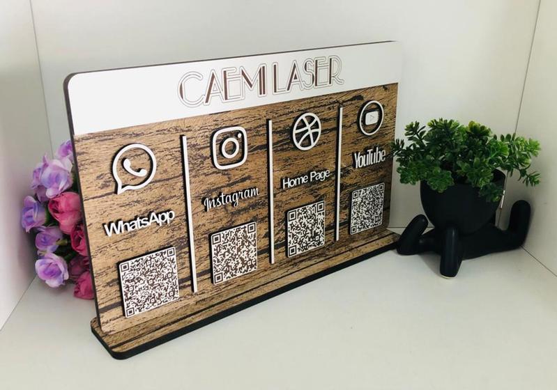 Placa qr com 4 redes sociais - Caemi Laser - Molde e Marcador para ...