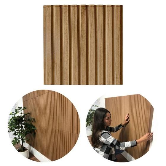 Placa Ripada Noce Amêndoa Decorativa Revestimento PVC 3D Auto Relevo ...