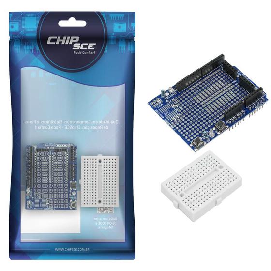 Placa Robótica Protoshield Uno Com Protoboard 170 Pontos - CHIPSCE ...