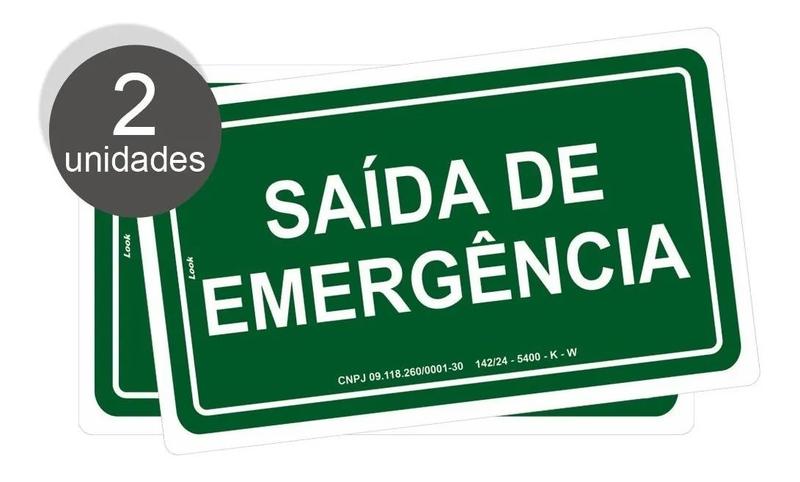 Placa Rota De Fuga Fotoluminescente Saída de Emergência 2 Unidades ...