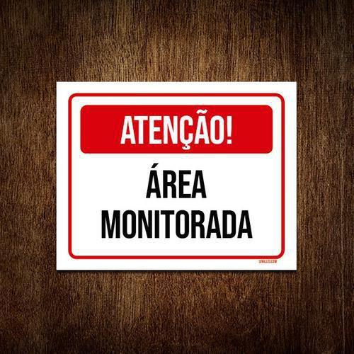 Placa Sinalização Área Monitorada 18x23cm 5un - Sinalizo.Com - Placa de ...