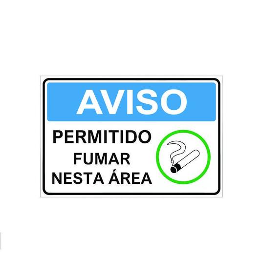 Placa Sinalização Permitido Fumar Nesta Área 17X25Cm - Nt Comunicação ...