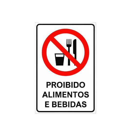 Placa Sinalização Proibido Alimentos E Bebidas 17X25Cm - Nt Comunicação ...