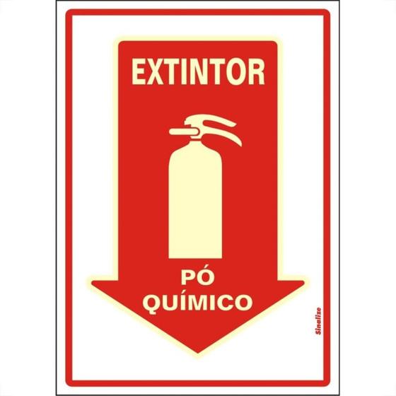 Placa Sinalizacao Pvc 20X30 ''Extintor Po Quimico'' Fluorescente 250Br ...
