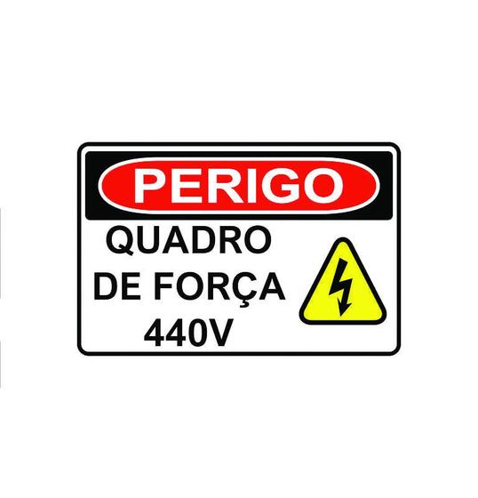 Placa Sinalização Quadro De Força 440V 17X25Cm - Nt Comunicação Visual ...