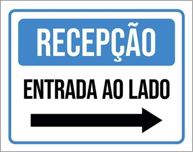 Placa Sinalização Recepção Entrada Lado Seta Direita 18X23 - Sinalizo ...