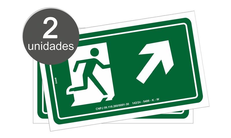 Placa Sinalização Rota de Fuga S4 Saída Acima Direita Fotoluminescente ...