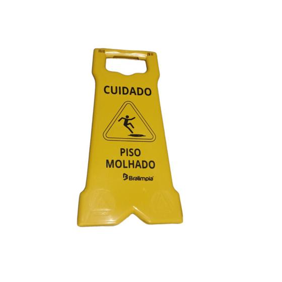 Placa Sinalizadora Piso Molhado Sinalização E Advertência - Bralimpia ...