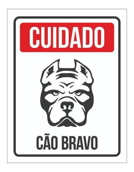 Placas Sinalização Cuidado Cão Bravo Dog Cachorro - Sinalizo - Placa de ...