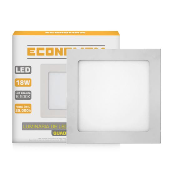 Plafon Led Painel De Embutir/Sobrepor Luminaria Quadrado 18w 6500k Branco Frio 6500k - ECONOMAX ...