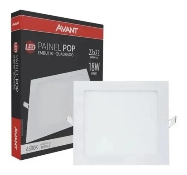 Plafon Painel Pop Led Embutir Avant Quadrado 18w Branco 6500 Cor Branco ...
