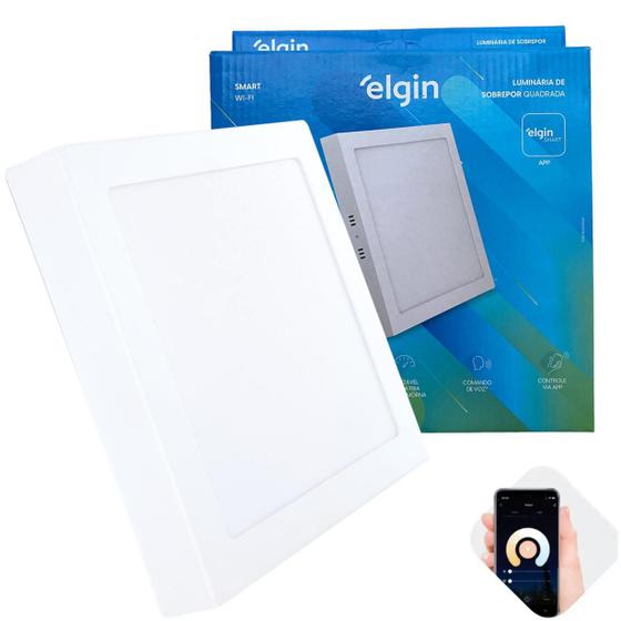 Plafon Painel Quadrado Sobrepor 24w Inteligente Smart Wi-fi - Elgin ...