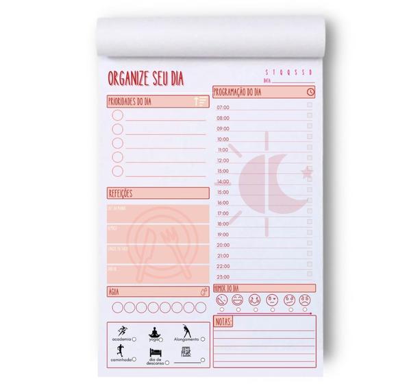 Planner do Dia Rotina Diário Daily Organizador 2 Blocos - Impressões ...
