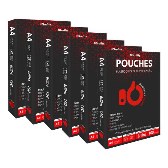 Plastico Plastificação 600 Grafity 6 Cento A4 (220x307mm) 0,05mm 125 ...