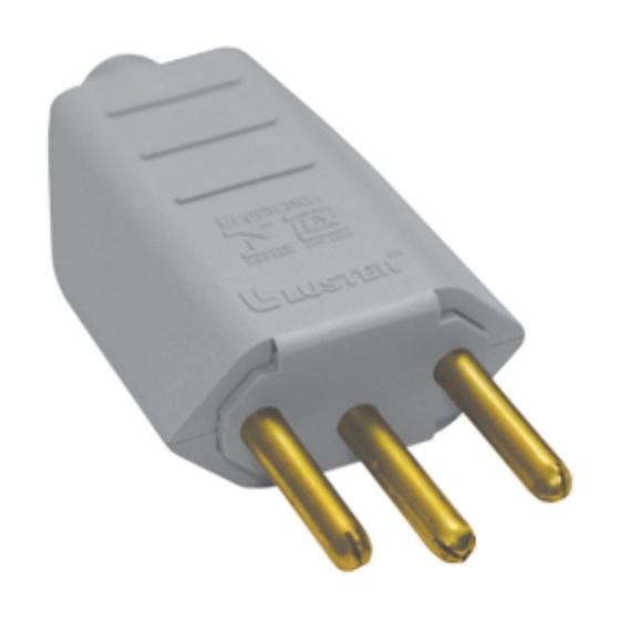 Plug de Tomada Macho 10A 2Pinos + Terra Luster Branco - Plugs e ...