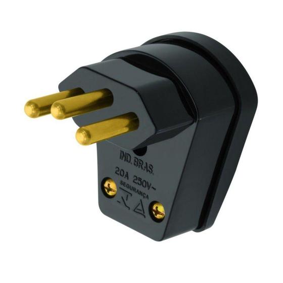 Plug macho curvo 2p+t 20a preto fame - Adaptador de Tomada / Benjamim ...