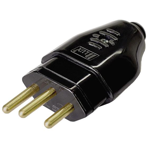 Plug Tomada 2P+T Macho 10A Preto - Blux - Plugs e Adaptadores ...