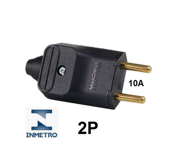 Plugue de tomada Plugue de tomada 10A Reto 2 Pinos (2P) Reforçado com ...