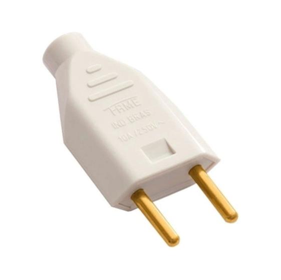 Plugue macho 2p 10A/250v branco - Fame - Plugs e Adaptadores - Magazine Luiza