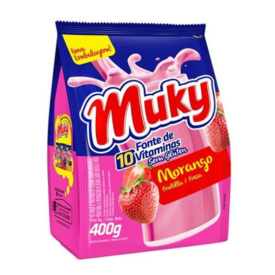 Pó para preparo de bebida sabor morango Muky 400g Achocolatado ...