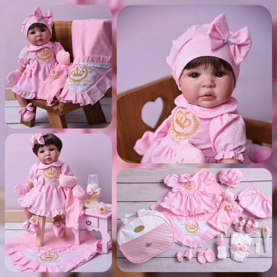 Poa Rosa Boneca Bebe Reborn Silicone Menina 22 - Meu Xamego - Bonecas ...