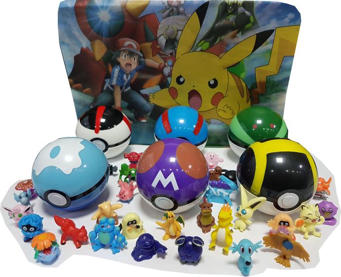 Pokebola Kit C/ 6 Pçs Bola Pokemon 7 Cm C/ Boneco Dentro - Pikachu ...
