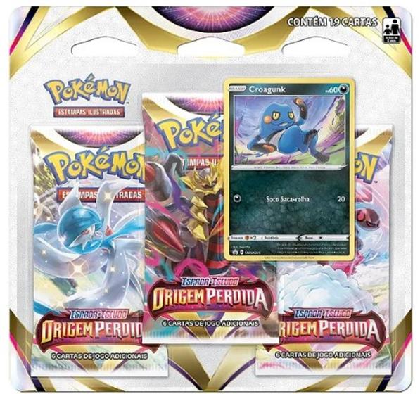 Pokémon Blister Triplo Espada e Escudo Origem Perdida Croagunk - 18241042 - Copag - Deck de ...