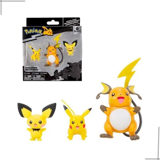 Pokemon Evolution Multi-Pack Pichu Pikachu Raichu Sunny - Bonecos ...