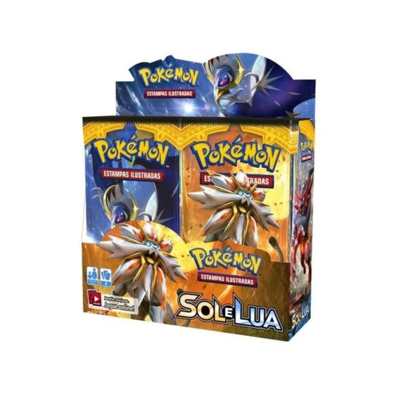 Pokémon Tcg Booster Box Sol e Lua 1 Lacrada Original Copag - Deck de ...