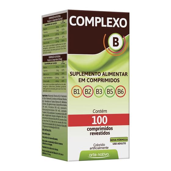 Polivitaminico Vitaminas Complexo B 100% Idr 100 Comprimidos - Arte Nativa - Complexo B ...
