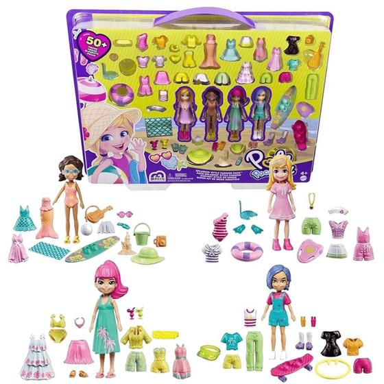 Polly Pocket Super Kit Fashion Moda Aquático Com 4 Bonecas - mattel ...