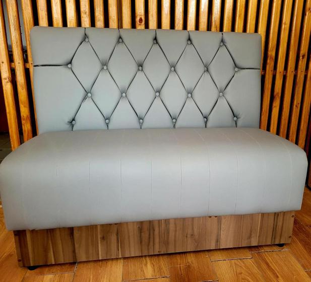 Poltrona booth super luxo 1,20cm assento e encosto cinza base ...