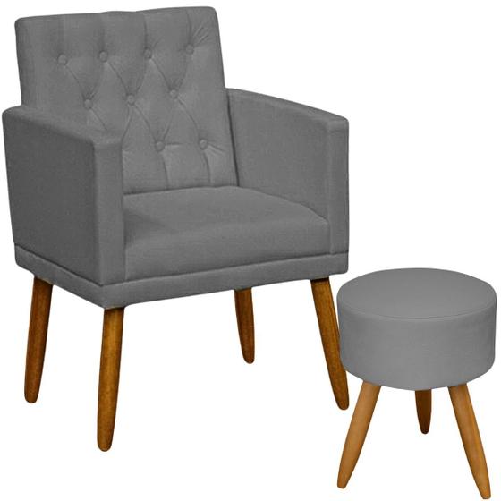 Poltrona Cadeira com puff Capitone Sala Decorativa Cadeira Estofada ...