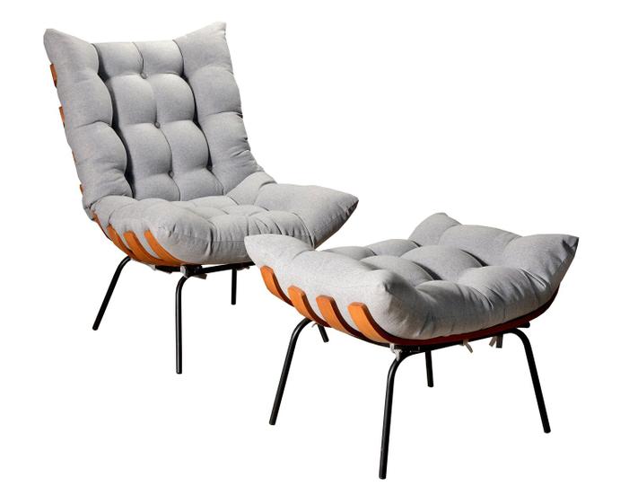 Poltrona Costela Com Puff Sala De Estar - Zurc Decor - Poltrona com ...