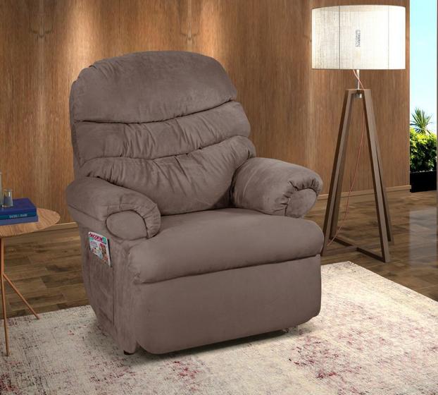 Poltrona Da Mamãe Reclinável Grande Confortavel Em Suede Veludo Marrom ...