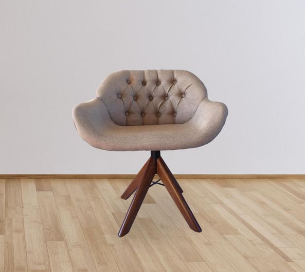 Poltrona Decorativa Capri em Capitonê com Base Giratória - Linho - Mobília e Cia - Poltronas ...