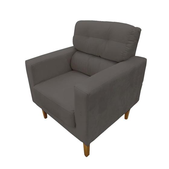 Poltrona Decorativa Luna Linho Cinza Chumbo - Kimi Design - Poltronas ...