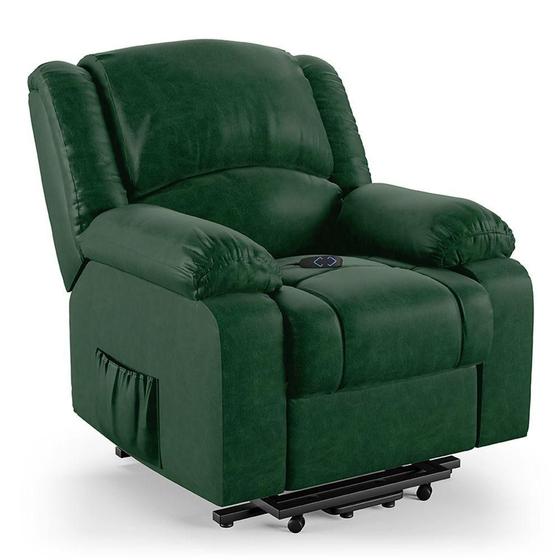 Poltrona Do Papai Reclinável Melim Elevação Lift Elétrico Veludo Verde ...