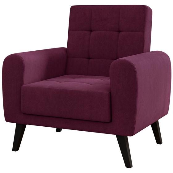 Poltrona Matrix Lívia Revestimento Suede com Pés de Madeira - Poltronas ...