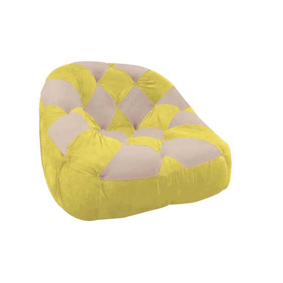 Poltrona Paloma Escritório Sala Pé Plástico Suede Amarelo e Suede Bege ...