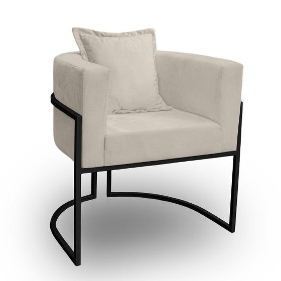 Poltrona para Sala Base de Metal Reforçada Liz Veludo Bege - LH Decor ...