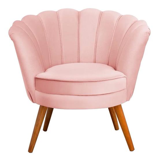 Poltrona Pétala Decorativa Rose Pés Palito em Madeira Maciça - DONALU ...