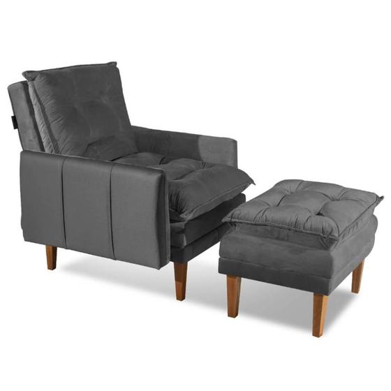 Poltrona Reclinável com Puff Tecido Confortável Resistente Até 120kg ...