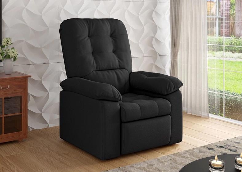 Poltrona Reclinável e Retrátil Sintético Preto Papai Estoril Luizzi ...