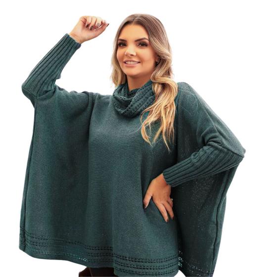 Poncho feminino de tricô gola alta - Rosilene - Poncho - Magazine Luiza