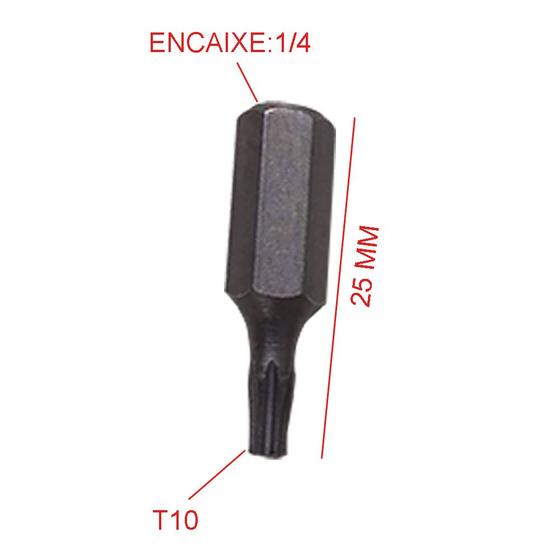 Ponteira bits torx - T10 X 1/4 X 25 MM - Viptools - Bits e Brocas - Magazine Luiza
